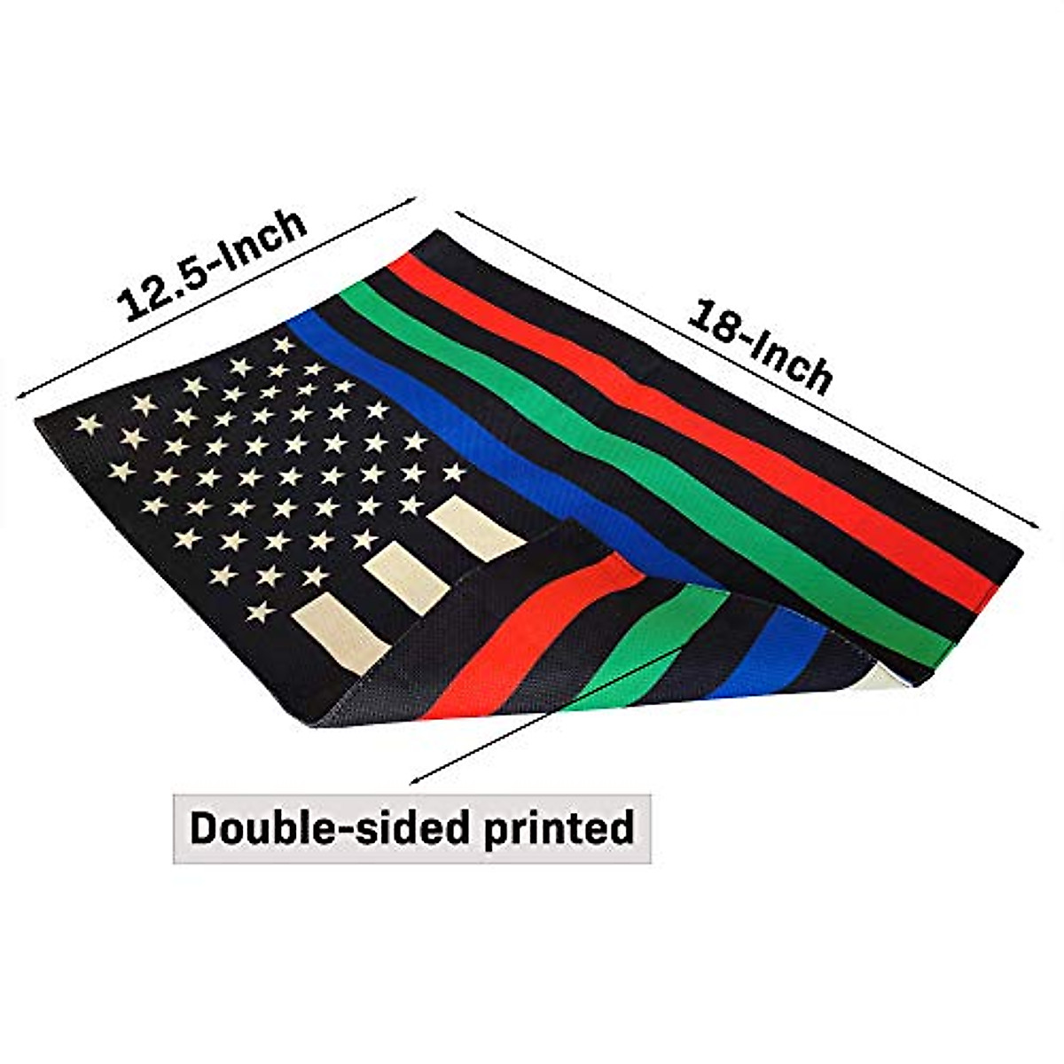 Mogarden Thin Blue Green Red Line Garden Flag, Double Sided 12.5 x 18 Inch, Support Police Military and Firefighters, Premium Burlap Small American First Responders USA Yard Flag