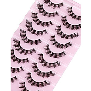Russian Strip Lashes D Curl Fluffy False Eyelashes Wispy Fake Lashes Thick Volume Reusable Eyelashes Pack 9 Pairs by wtvane