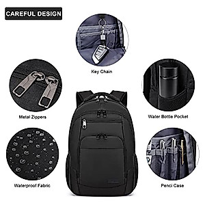 Travel Laptop Backpack, 17.3 Inch Large Backpack for School, Business Durable Laptop Backpack with USB Charging Port, Anti Theft Water Resistant College Computer Bag Daypack for Men Women, Black