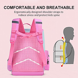 BUTI4WLD Unicorn Backpack for Girls, 15inch Pink Girls Bookbag for School Elementary, kids Travel Backpack with Adjustable Strap / Side Pocket / Laptop Compartment