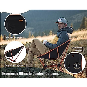 TREKOLOGY Portable Camping Chairs for Adults, YIZI 2.0 Portable Folding Camp Chairs, Adults Backpacking Chair Travel Chair Small Portable Chairs Lightweight Foldable Compact Camping Chair Hiking Chair