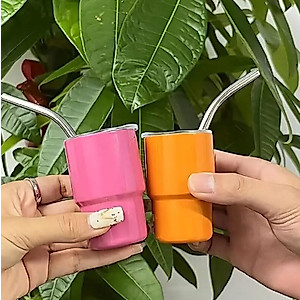 LIPSBOR 2 oz Mini Tumbler Shot Glass with Straw and Lid,Colorful Mini Tumbler Cups,Stainless Steel Cute Cups with Lids and Straws
