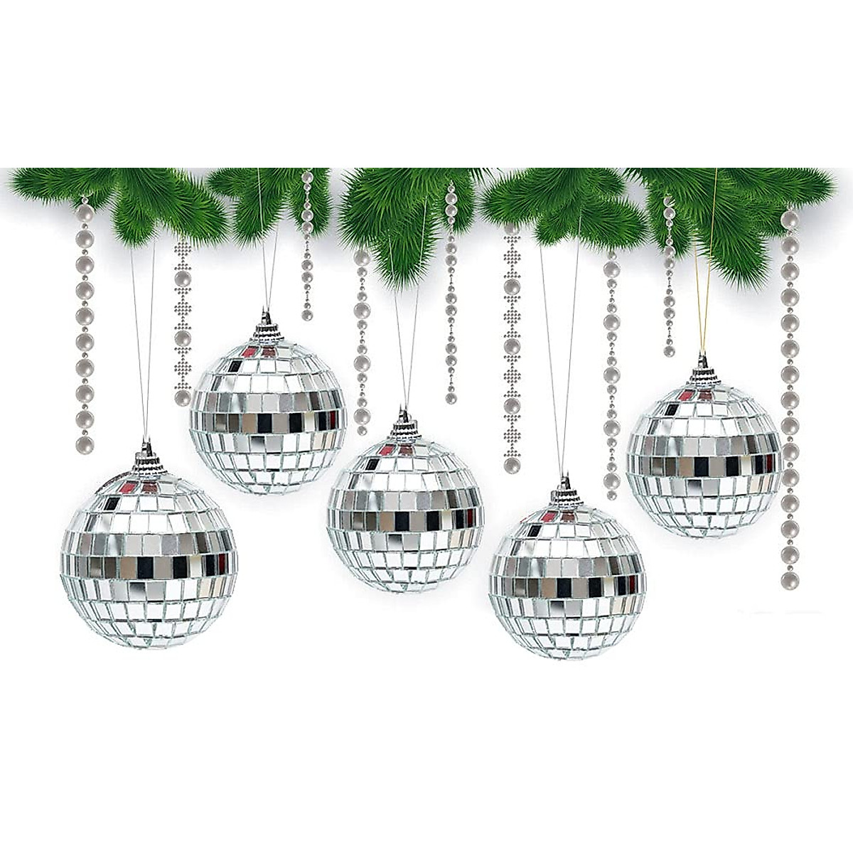 2 Pack 8" Mirror Disco Ball, Great for a Party or Dj Light Effect Christmas Decoration Accessories
