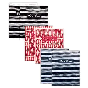 Better Office Products 36 Photo Mini Photo Album, 4 x 6 Inch, Pack of 6, Flexible Cover with Removable Decorative Inserts, Clear View Front Cover, 6 Pack