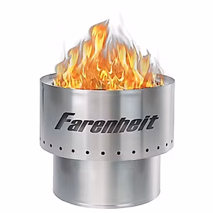 Farenheit 17.5-Inch Stainless Steel Portable Smokeless Fire Pit for Outdoor Use - Wood Pellet Burning, Lightweight and Useful for Picnics, Camping