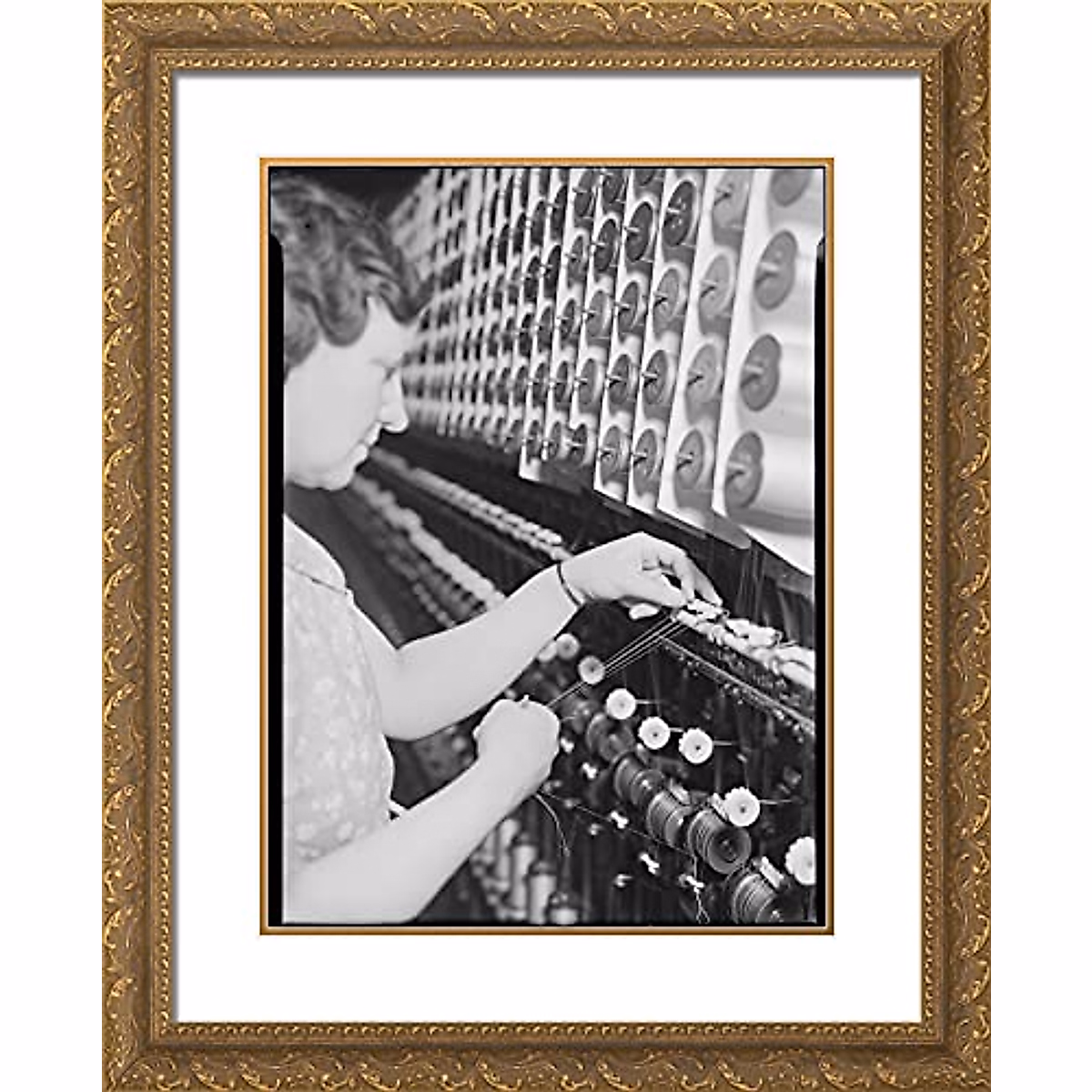 ArtDirect Hine, Lewis Wickes 20x24 Gold Ornate Framed Art Print with Double Matting Titled: Holyoke, Massachusetts Silk William Skinner and Sons VII