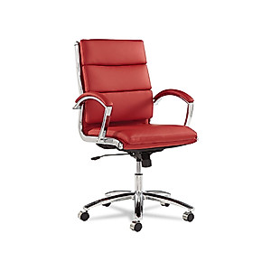 Alera ALENR4239 Neratoli Series Mid-Back Slim Faux Leather Chair - Red/Chrome