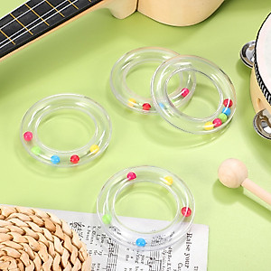 Toyvian 6Pcs Baby Toy Rings, Baby Rattles Plastic Clear Hand Bell Shaker, Rattle Inserts for Baby Toys, Developmental Baby Toy for Early Learning, Newborn Toddler Gifts
