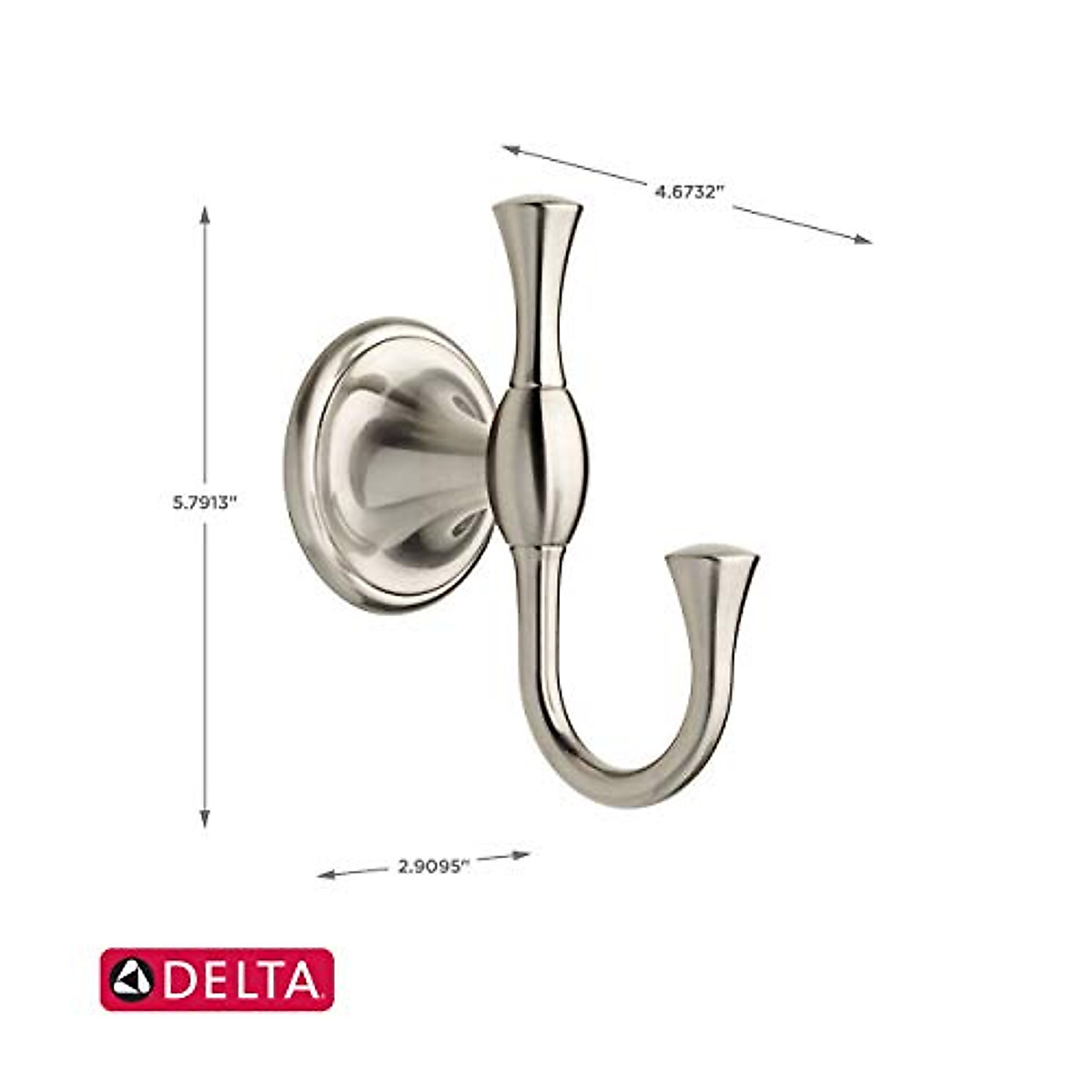 Delta Faucet Meridian Towel Hook, Robe Hook Satin Nickel Towel Holder for Bathroom, Bathroom Accessories, 136671