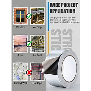 Lichamp Aluminum Butyl Tape, Waterproof Butyl Aluminum Foil Tape 2 inches x 16.4ft for RV Repair, Roof, Window Patch, Boat and Outdoor Pipe Sealing