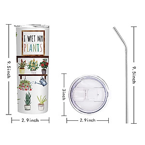 Fatbaby Plant Lover Gifts for Women, Plant Lady Gifts Travel Tumbler Cup,Gardening Gifts for Women,Vacuum Insulated Stainless Steel Skinny Tumbler With Lid and Straw 20oz