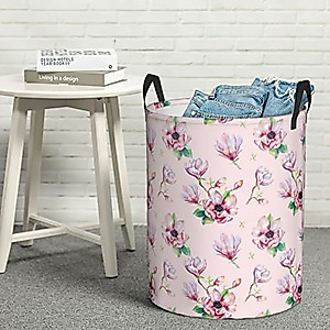 Laundry Basket Magnolia Flower Hampers for Laundry with Handles