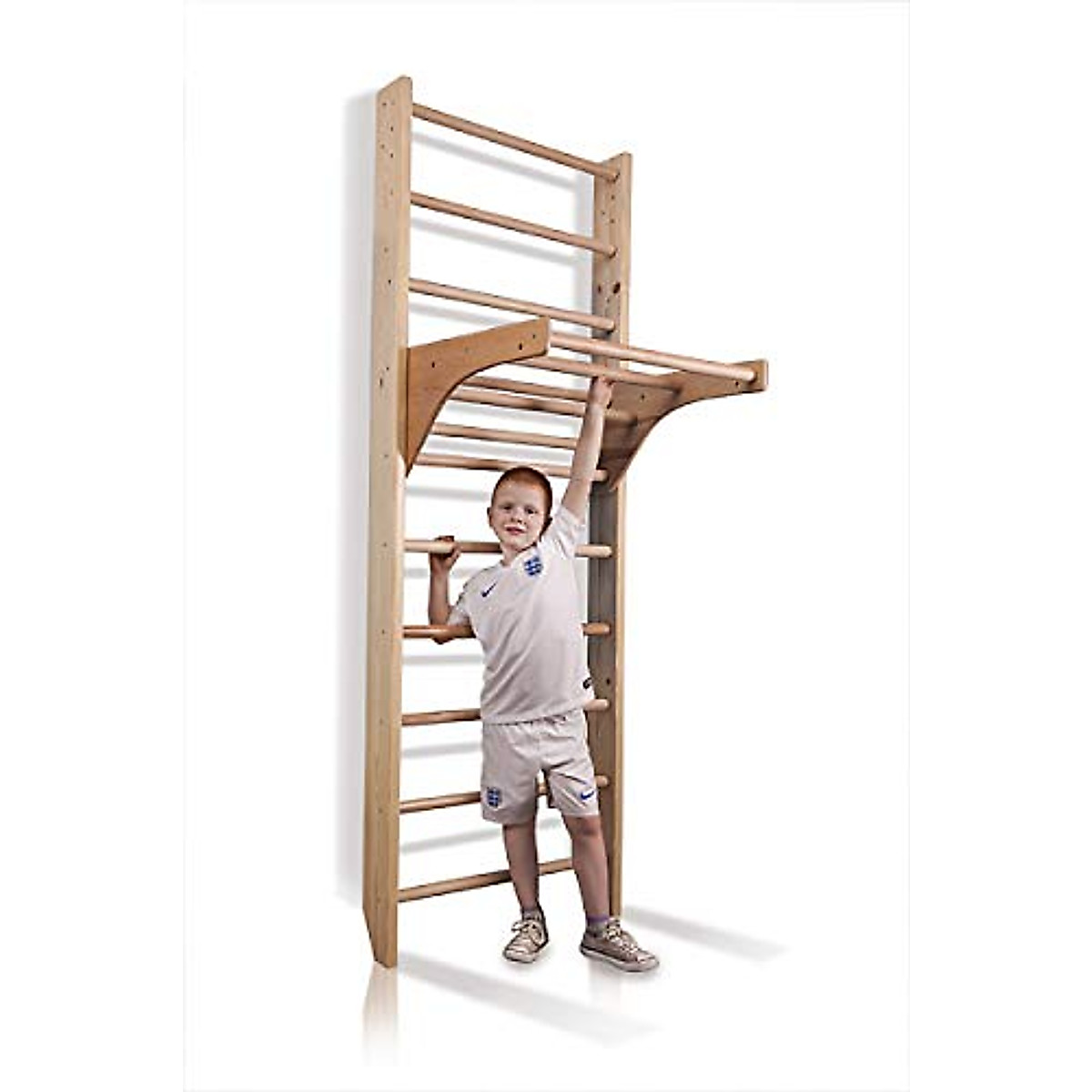 Wooden Swedish Ladder - Stall Bars Set for Physical Therapy & Gymnastics with Swing Set and Adjustable Pull-up bar - Sport Complex (KM-2)