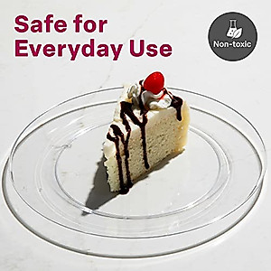 Aya's 100 Clear Plastic Plates Disposable, Premium Heavy-Duty Plastic Plates - 50 Plastic Dinner Plates 9" + 50 Salad, Dessert, Appetizer Plates 6.25" for Weddings - Disposable Clear Plates for Party