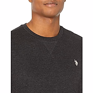 U.S. POLO ASSN. Long Sleeve Popover Crew Neck Fleece Sweatshirt Black Heather MD