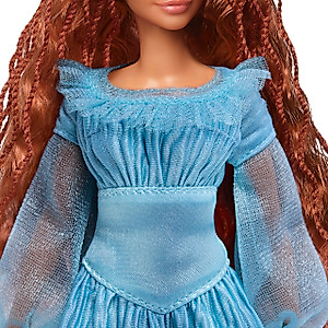 Mattel Disney The Little Mermaid Ariel Fashion Doll on Land in Signature Blue Dress, Toys Inspired by Disney’s The Little Mermaid