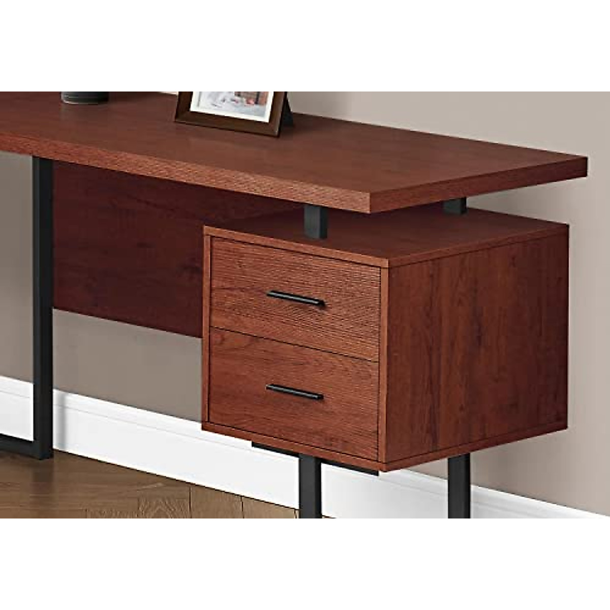 Monarch Specialties I 7611 Computer Desk, Home Office, Corner, Left, Right Set-up, Storage Drawers, 70" L, L Shape, Work, Laptop, Metal, Laminate, Brown, Black