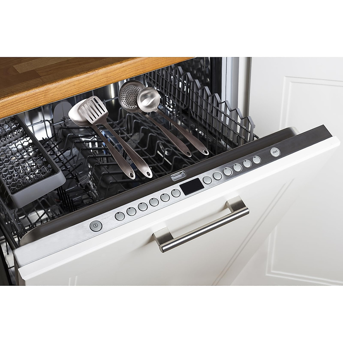 4-Piece Kitchen Utensils Set, Cooking Utensils 304 Stainless Steel Kitchen Gadgets with Spatula, Soup Ladle, Wok Spatula, Skimmer Spoon, Heat Resistant Handle and Dishwasher Safe