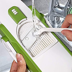 ONCE FOR ALL Safe Mandoline Slicer 5 in 1 Vegetable Cutter, Strips Julienne Dicer Adjustable Thickness 0.1-8 mm for Kitench Fast Meal Prep (Green)