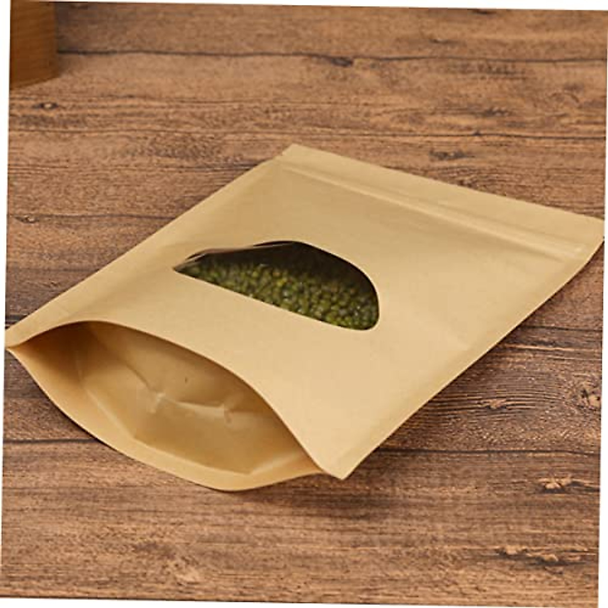 SOESFOUFU 50 Pcs Kraft Paper Bag Self-sealing Storage Pouches Greaseproof Paper Bags Kraft Snack Bags Zipper Paper Bags Practical Storage Pouches Bag Organizer Kraft Treat Bags