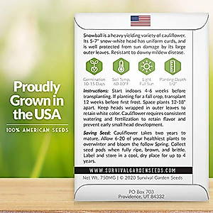 Survival Garden Seeds - Snowball Cauliflower Seed for Planting - Packet with Instructions to Plant and Grow Amazing White Vegetables in Your Home Vegetable Garden - Non-GMO Heirloom Variety