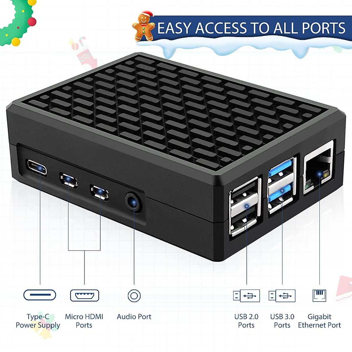 DVOZVO Raspberry Pi 4 4GB Starter Kit, 5V 4A Raspberry Pi 4 Power Supply with ON/Off Switch,Raspberry Pi 4 Aluminum Case,4K HDMI Cables for Raspberry Pi 4B - 32GB Edition (4GB RAM)