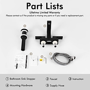 KES Black Bathroom Faucet 4 Inch Centerset Bathroom Sink Faucet with Bathroom Sink Stopper NO Overflow, SUS304 Stainless Steel, Lead-Free NSF Certified, L4150LF-BK-C2