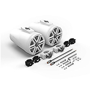 Rockford Fosgate M2WL-8 Color Optix Multicolor LED Lighted 8" 2-Way Marine Wake Tower Cans & Speakers 250 Watts RMS / 1000 Watts Peak with Stainless & Sport Grilles, Mounting Hardware - White (Pair)