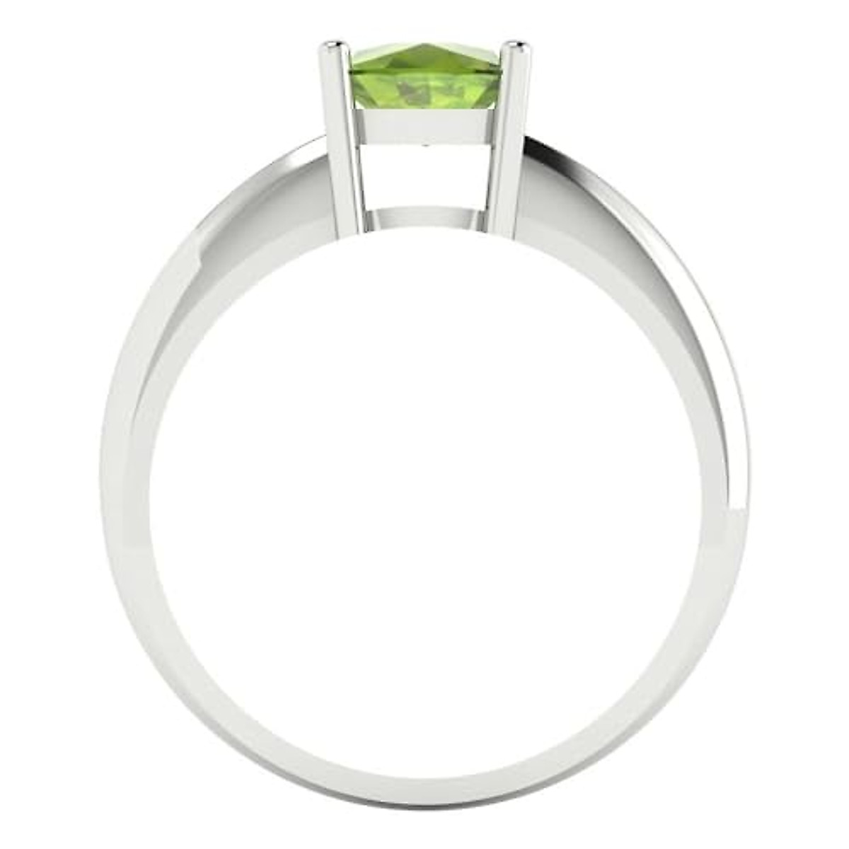 Clara Pucci 1.50 ct Cushion Cut Solitaire Genuine Natural Green Peridot Engagement Bridal Promise Anniversary Ring 14k White Gold