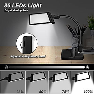 4X Magnifying Glass with Light and Stand, 36 LED Flexible Gooseneck Magnifying Desk Lamp, Ajustable Brightness Detachable Large Page Magnifier for Reading, Sewing, Crafts, Painting, DIY & Close Work
