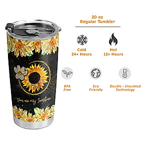 20oz Yellow Jewelry Crystal Sunflower Dog Mom Tumbler, World's Best Dog Mom, Gifts for Dogs Lovers, Coffee Thermos, Stainless Steel Double Wall Vacuum Insulated Coffee Mug, Travel Cup with Lid