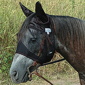 Cashel Quiet Ride Horse Fly Mask with Ears, Black, Horse