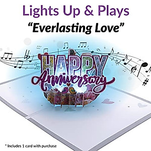 100 Greetings LIGHTS & MUSIC Happy Anniversary Card for Husband & Wife - Plays 'This Will Be' - Pop Up Card -– Happy Anniversary Cards for Couple –Wedding Anniversary Card for Couple - 1 Card Only
