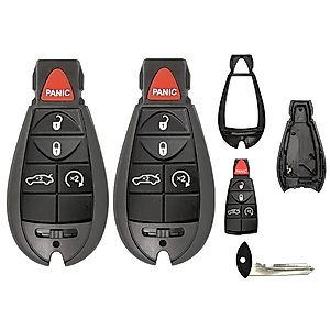 2 New Keyless Entry 5 Buttons Remote Start Car Key Fob Fobik Shell / CASE M3N5WY783X, IYZC01C for Chrysler 300 Challenger Charger Durango Grand Cherokee - (No Electronics or Chip Inside)