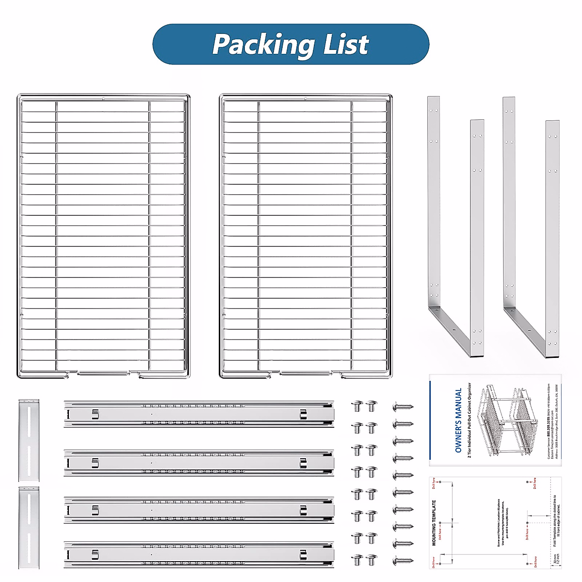 LOVMOR 2 Tier Individual Pull Out Cabinet Organizer 14" W x 21" D, Slide Out Kitchen Cabinet Storage Sliding Shelves