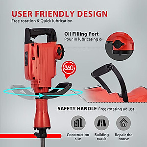 VIVOHOME 2200W 400 RPM Electric Demolition Jack Hammer Heavy Duty Concrete Breaker Drills Kit with Carrying Case Gloves Goggle and Removal tools Red