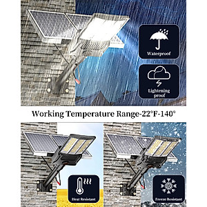 Ofuray 4600W and 7500W Solar Street Light Outdoor Waterproof,Solar Parking Lot Lights Commercial Dusk to Dawn, 6500k IP67 Street Led with Remote Control for Street,Court,Barn