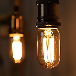 Genixgreen Dimmable E26 LED Bulb 60 Watt Equal 6W Amber Tube Light Bulb, T14/T45 Vintage Filament Edison Bulb for Wall Sconces Ceiling Fan, Pendant Warm White 600Lm,Soft White 2200K,120V 4 Pack