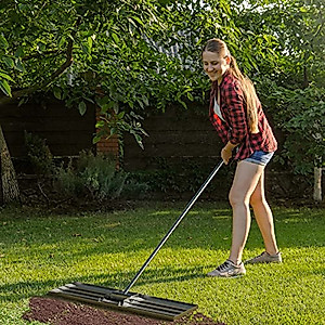 FXW Lawn Leveling Rake 35" 6.5ft Lawn Leveler Ground Full Stainless Steel Leveling Rake Landscape Rake Topdressing Spreader Levelawn Tool for Backyard, Garden, Golf Couse, Farm, Pasture