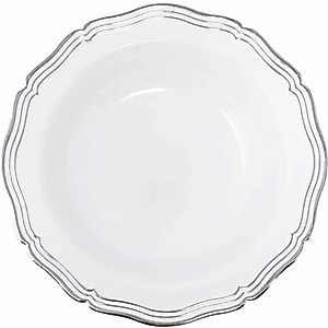 Elegant Aristocrat Collection White/Silver Dessert Bowls (Pack of 10) - Unmatched Quality - Perfect for Dinner Parties & Special Occasions