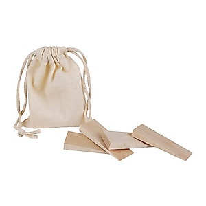 Redecker Table Wedge-to-Go, Set of 4 Untreated Beechwood Shim Wedges in a Cotton Pouch, Made in Germany