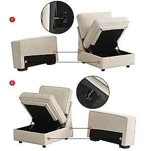 SOPAT Modular Sofa Armrest Module for Modular Sectional Sofa Couch Side Armrest with Comfy Chenille Fabric (Beige)