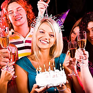 WLLHYF Birthday Crowns Girl Headband Birthday Sash Bling Rhinestone Hair Band Princess Tiara Sweet Happy Birthday Accessories for Women Girls Party Valentine's Day Festival Decorations