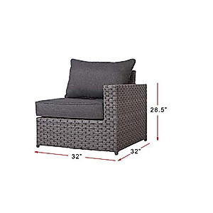 SunHaven Resin Wicker Outdoor Patio Furniture Set - 7 Piece Conversation Sectional Premium All Weather Gray Wicker Rattan, Aluminum Frame with Deluxe Fade Resistant Olefin Cushions (7 Piece Cromwell)