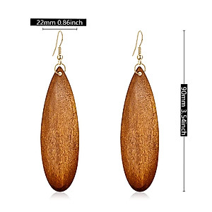 8 Pairs Unique Lightweight Handmade Vintage Bohemian Nature Wooden Dangle Drop Earrings Boho Retro Geometric Teardrop Wood Hook Earring Sets for Women Statement Jewelry Gifts (8 Pairs)