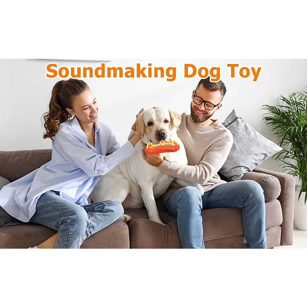PLNRLOVELY 1PCS Dog Chew Squeaky Toys for Aggressive Chewers,Non-Toxic Tough Durable Interactive Dog Toys, Puppy Teeth Chew Sausage Stick Toy for Medium Large Breed