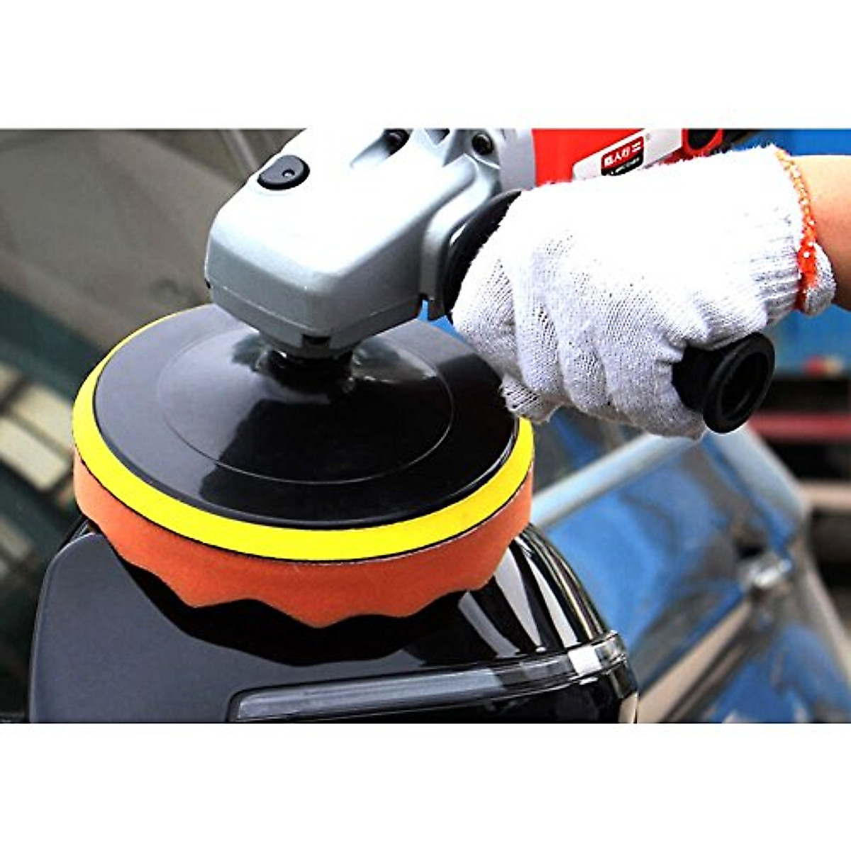 Polishing Pads,7 Pcs 7" Polishing Waxing Buffing Sponge Pads Kit Compound Car Polisher with Woolen Buffer and Adhesive Backer Pad for Auto Car Polisher Cleaning Vehicle Wash