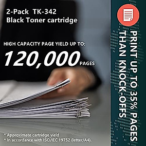 TK-342 （TK342） Black Toner Cartridge Replacement for Kyocera 1102J02US0 FS-2020DN Toner for use in FS-2020D FS-2020DN Toner Kit Printer (2-Pack,Black)