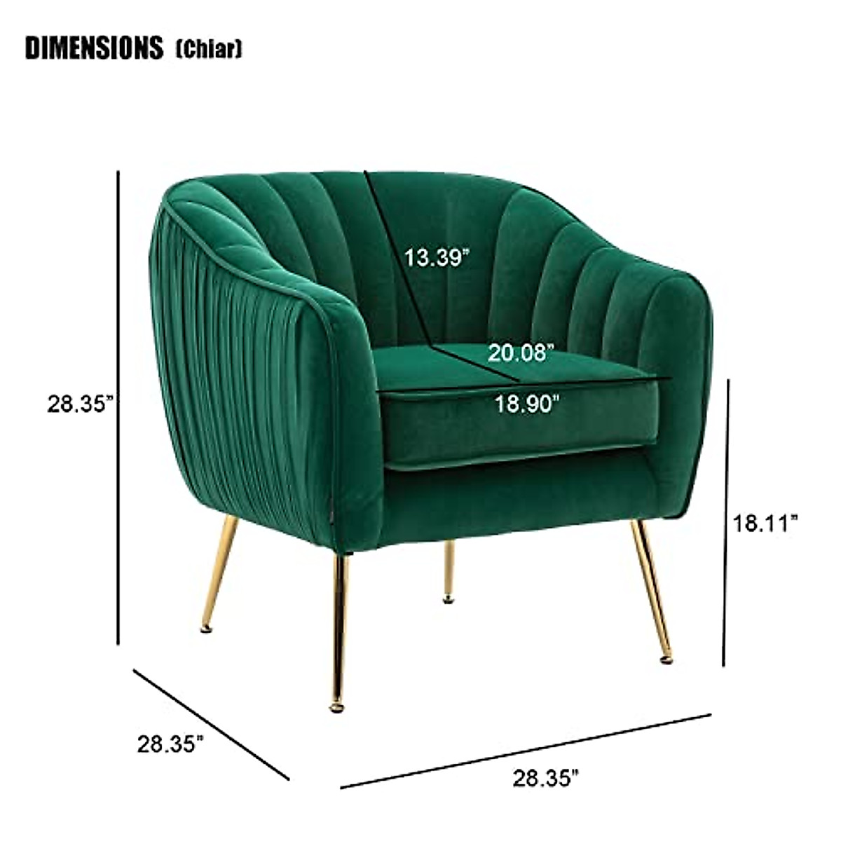 Altrobene Velvet Accent Chair with Ottoman, Modern Tufted Barrel Chair Ottoman Set for Living Room Bedroom, Golden Finished, Christmas Green
