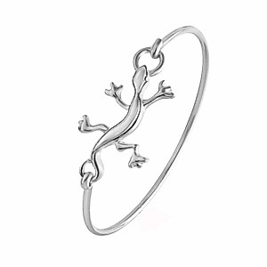 NOUMANDA Fashion Animal Gecko Bangle 3 Colors Openable Hook Bracelet Bangle Jewellery (silver color)